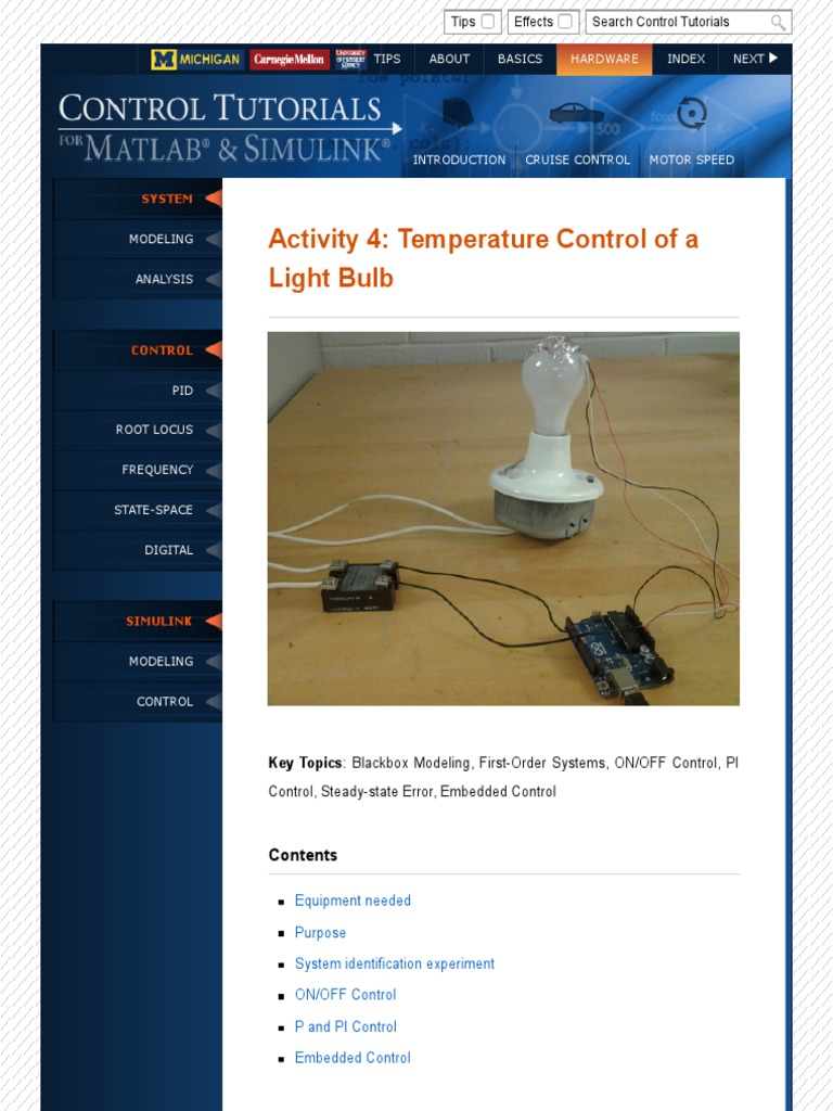 Temperature Control of A Lightbulb | PDF | Control Theory | Computer ...