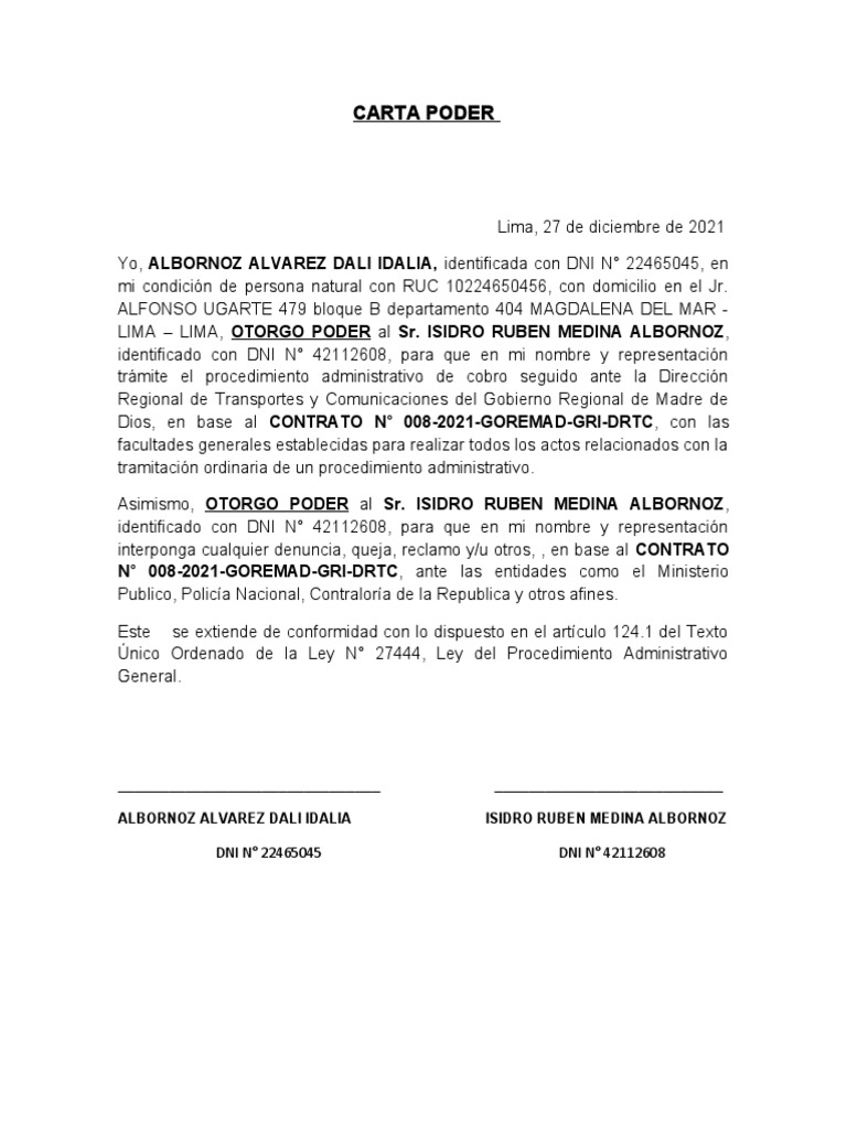 Carta Poder Simple | PDF | Justicia | Crimen y violencia