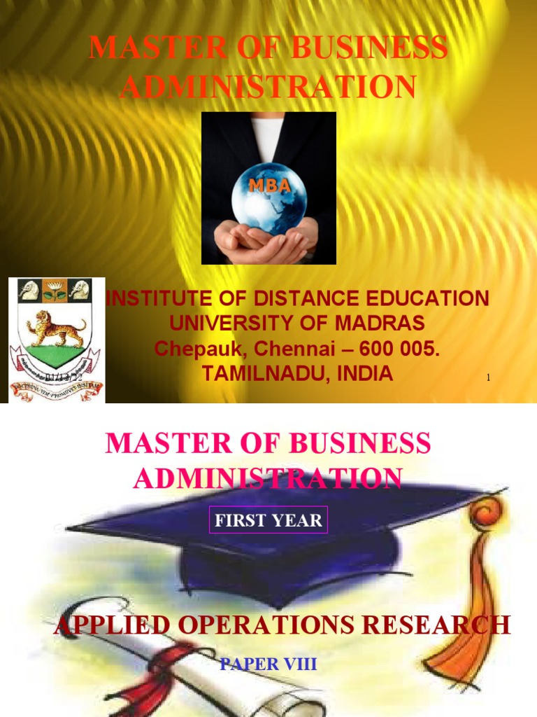MBA Applied Operations Research Syllabus | PDF | Linear Programming ...