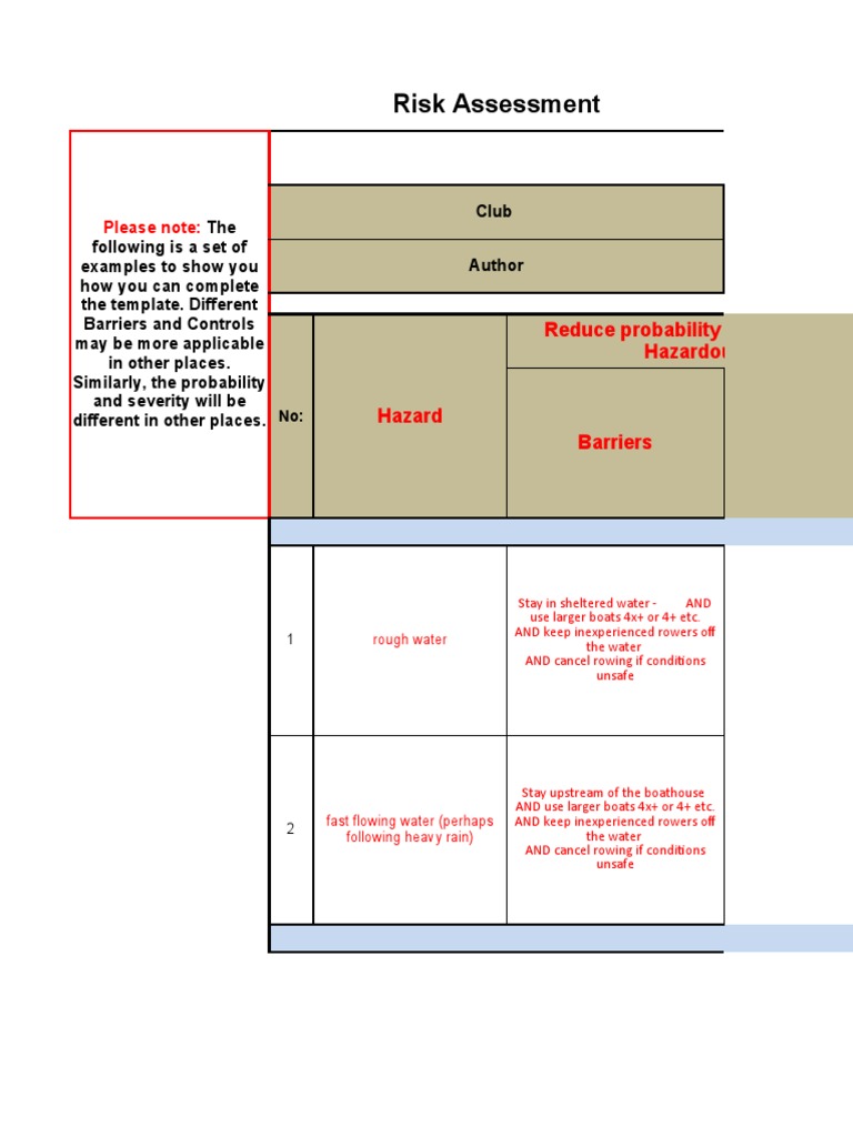 Sailing Club-Risk-Assessment-Template-EXAMPLE-v5 | PDF | Rowing (Sport ...