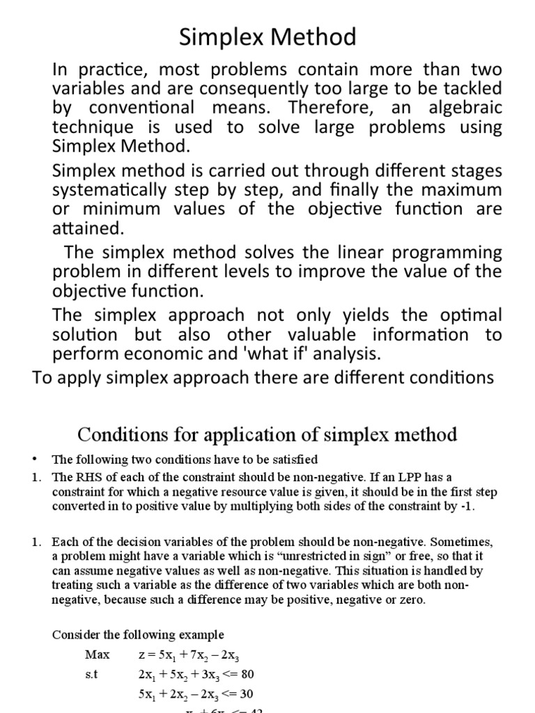 Simplex Method | PDF | Numerical Analysis | Mathematics Of Computing