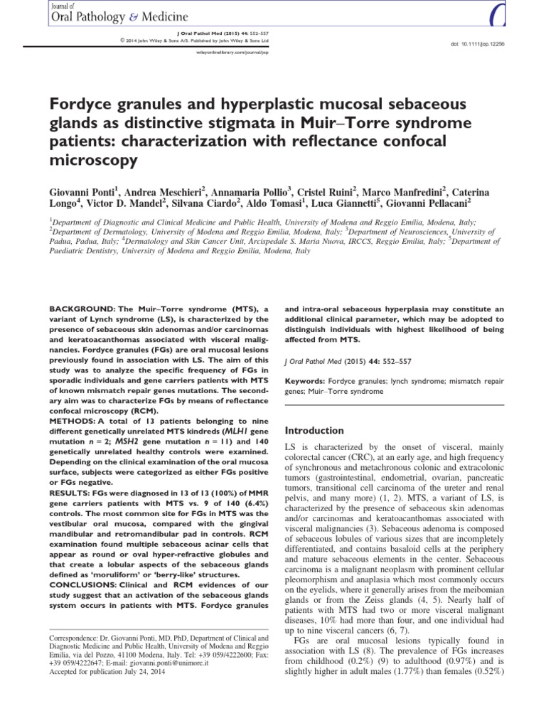 Fordyce Granules | PDF | Neoplasms | Colorectal Cancer