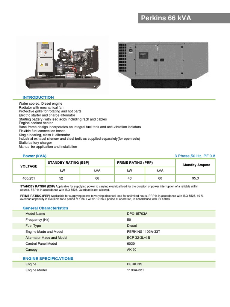 DPX-15703A - Perkins 66 kVA (1103A-33T) | PDF | Relay | Battery Charger