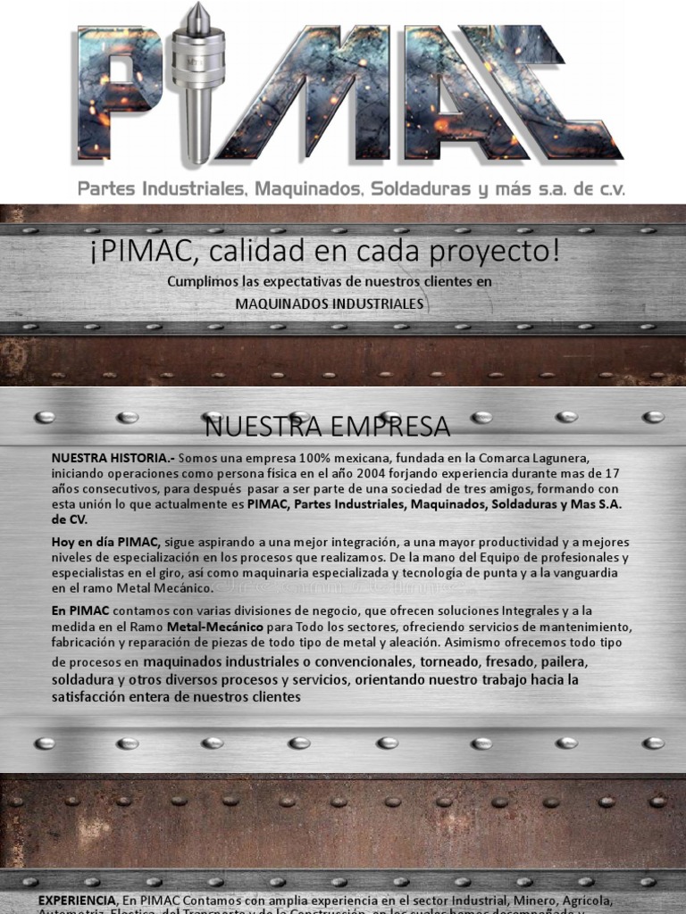 PIMAC, Calidad en Cada Proyecto! | PDF | Calidad (comercial) | Soldadura
