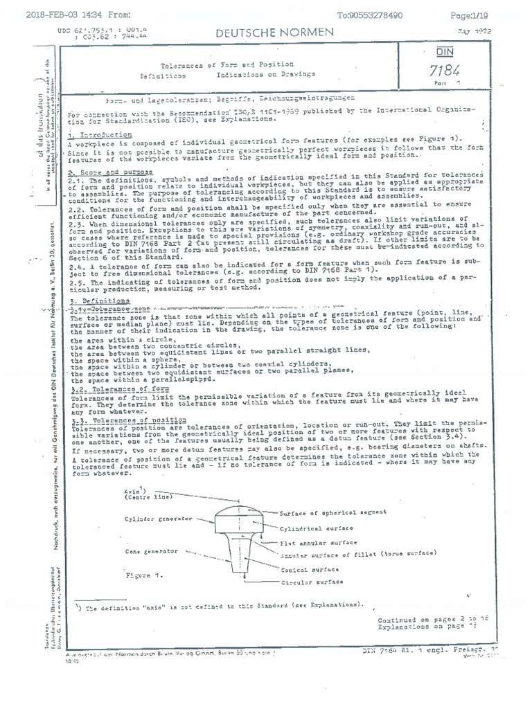 DIN 7184 Tolerances of Form and Position | PDF