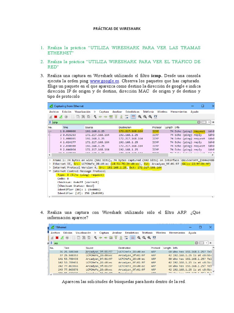 Prácticas de Wireshark | PDF