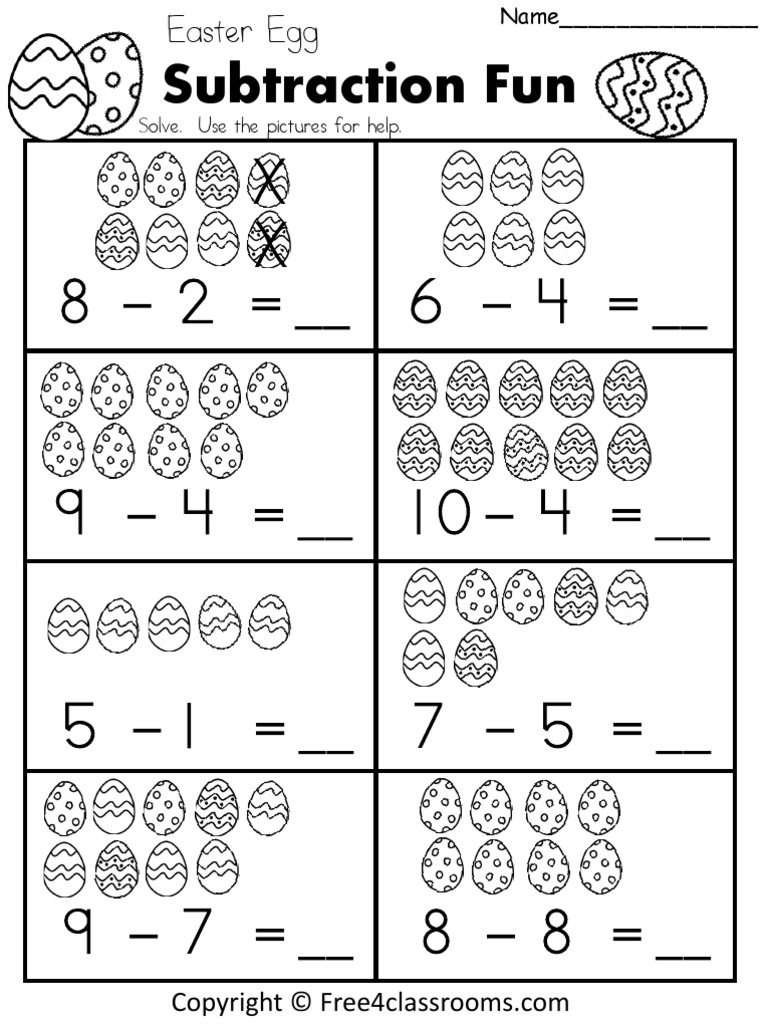 Subtraction 1 Digit Easter Eggs B | PDF | Teaching Methods & Materials