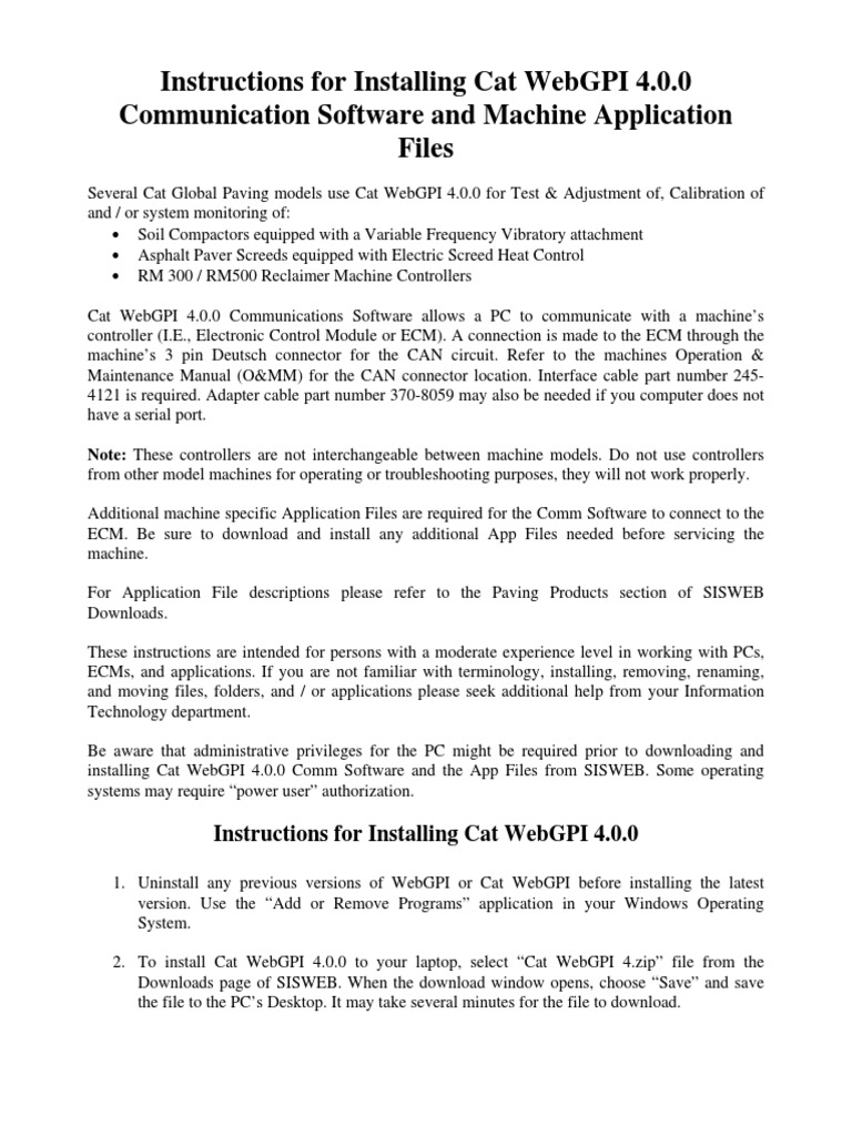 Instructions For Installing Cat WebGPI 4.0.0 | PDF | Zip (File Format ...