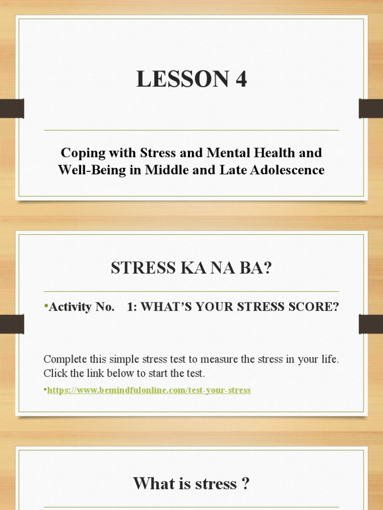 LESSON 4 Personal Development - Stress | PDF | Stress (Biology ...