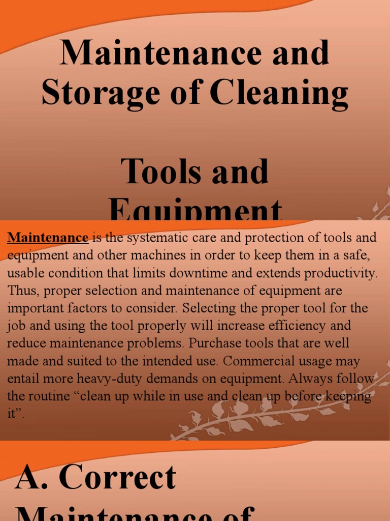 Cleaning Tools: Maintenance & Storage Guide | PDF | Hygiene | Risk