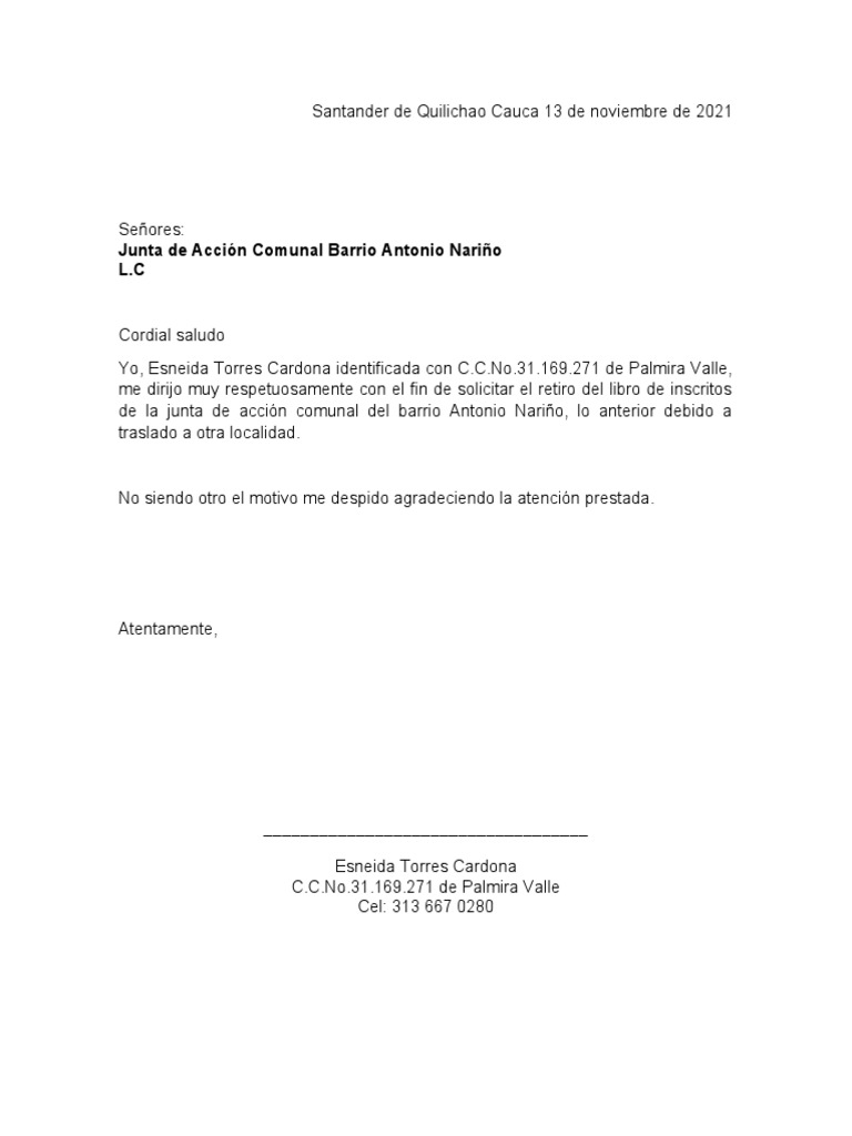 Carta de Retiro | PDF