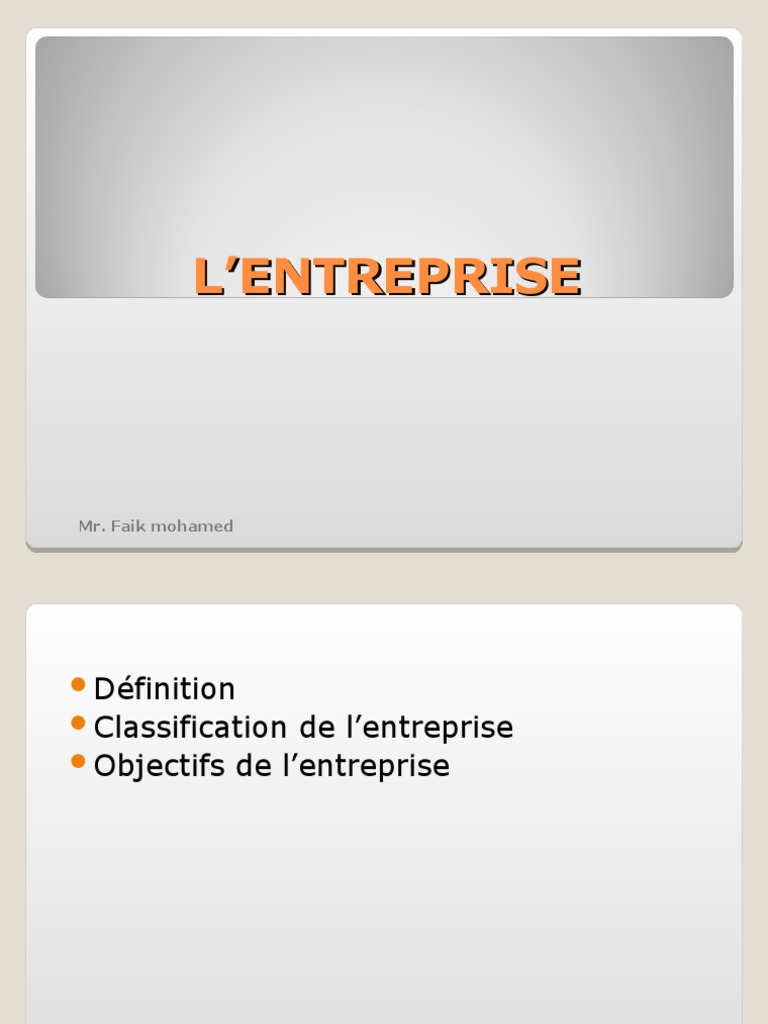 1 Définition de L'entreprise | PDF