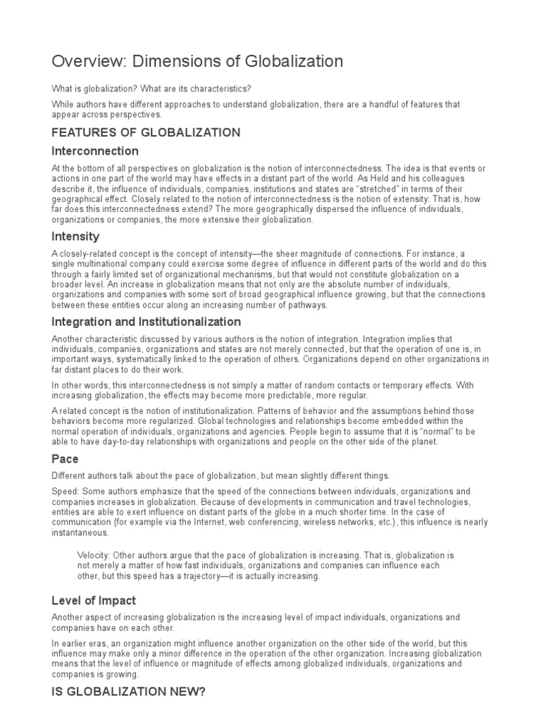 Dimensions of Globalization: Key Features, Characteristics and ...