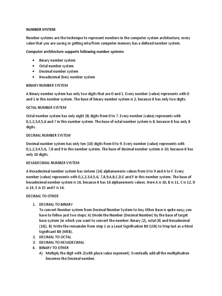 Number System and Its Convertion | PDF | Teaching Methods & Materials