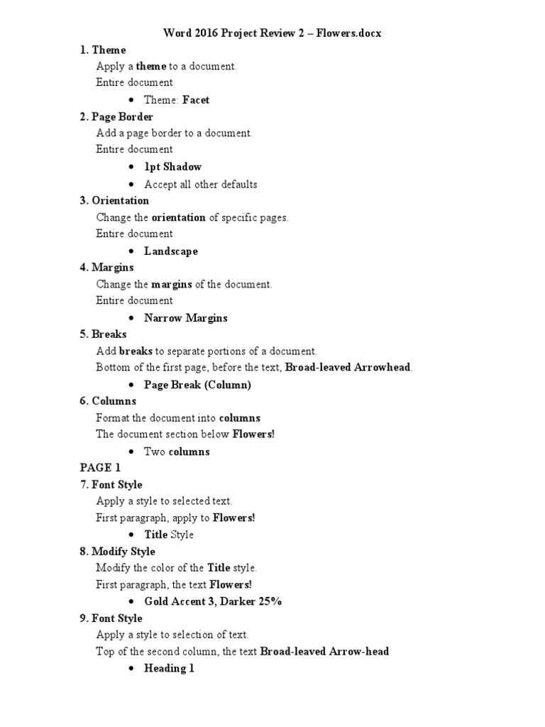 Word 2016 Project Review 2 - Flowers - Docx 1. Theme | PDF | Paragraph ...