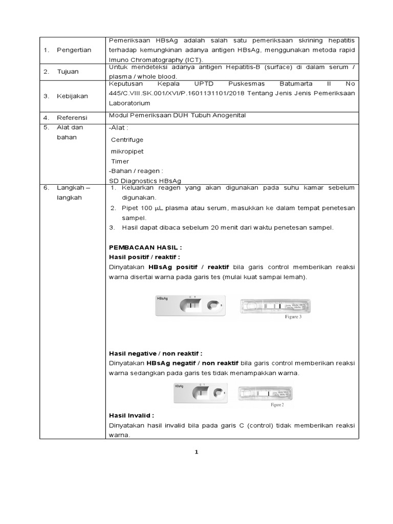Hasil Pemeriksaan HBsAg: Panduan dan Interpretasi | PDF