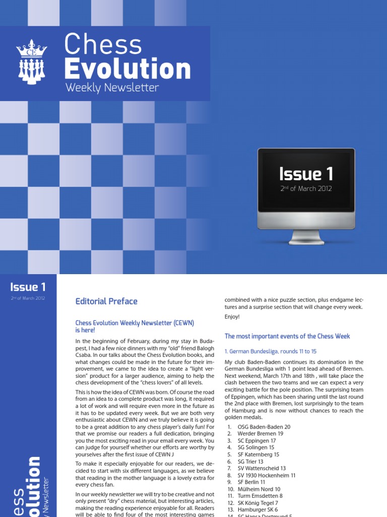 Chess Evolution. Weekly Newsletter 1-190, 5761p | PDF | Chess ...