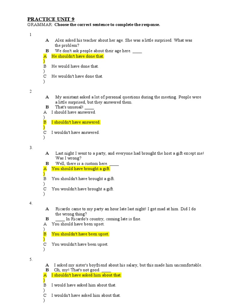 Practice Unit 9 | PDF | Language Arts & Discipline