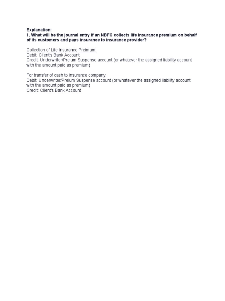 Journal Entry for NBFC Life Insurance Premium | PDF | Law