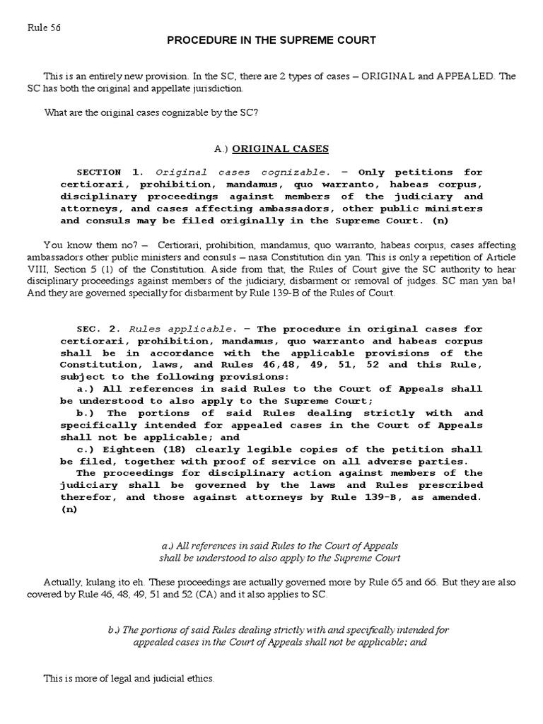 Supreme Court Rule 56 Overview | PDF | Certiorari | Appeal