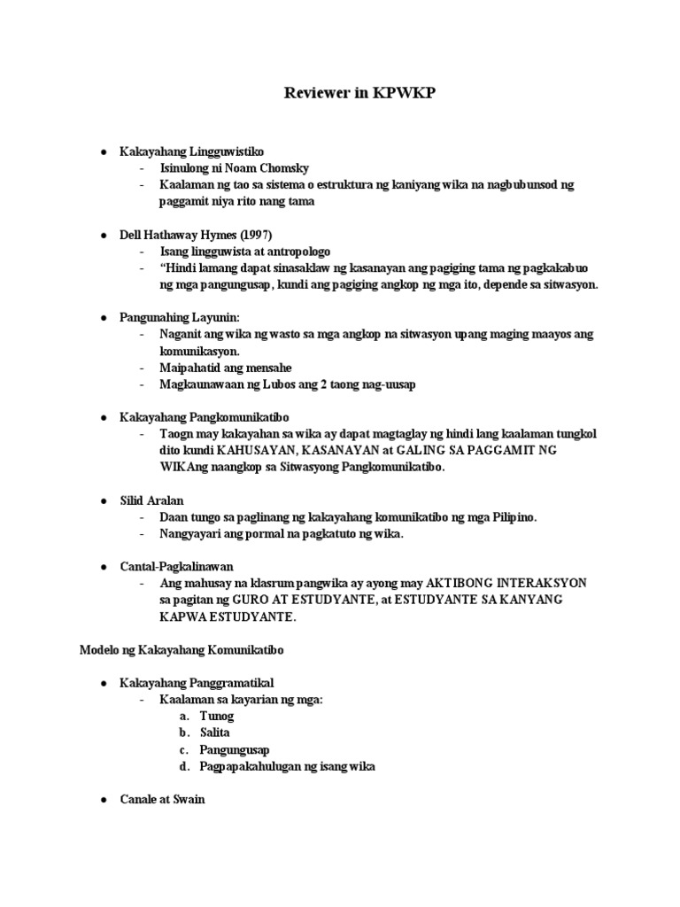 KPWKP Reviewer FINAL | PDF