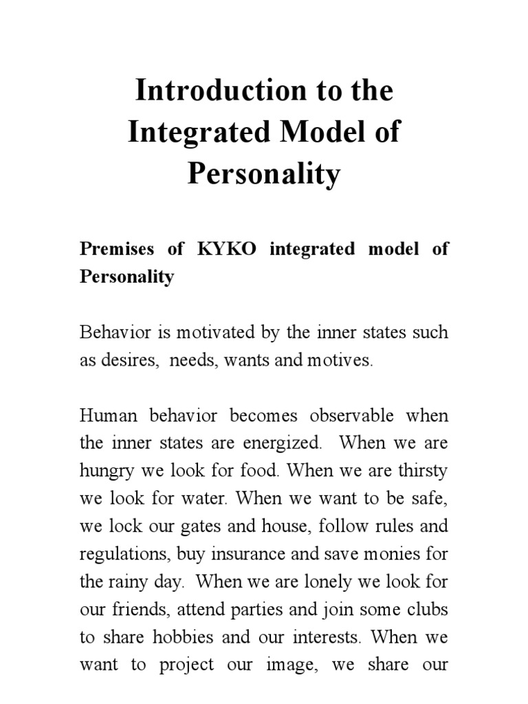 Premises and Multiple Theoretical Construct of An Integrated Model of ...