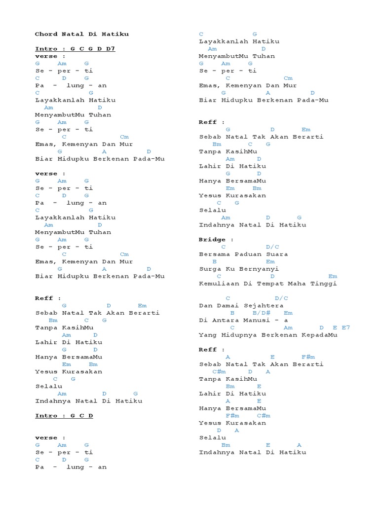 Chord Lagu Natal di Hatiku | PDF
