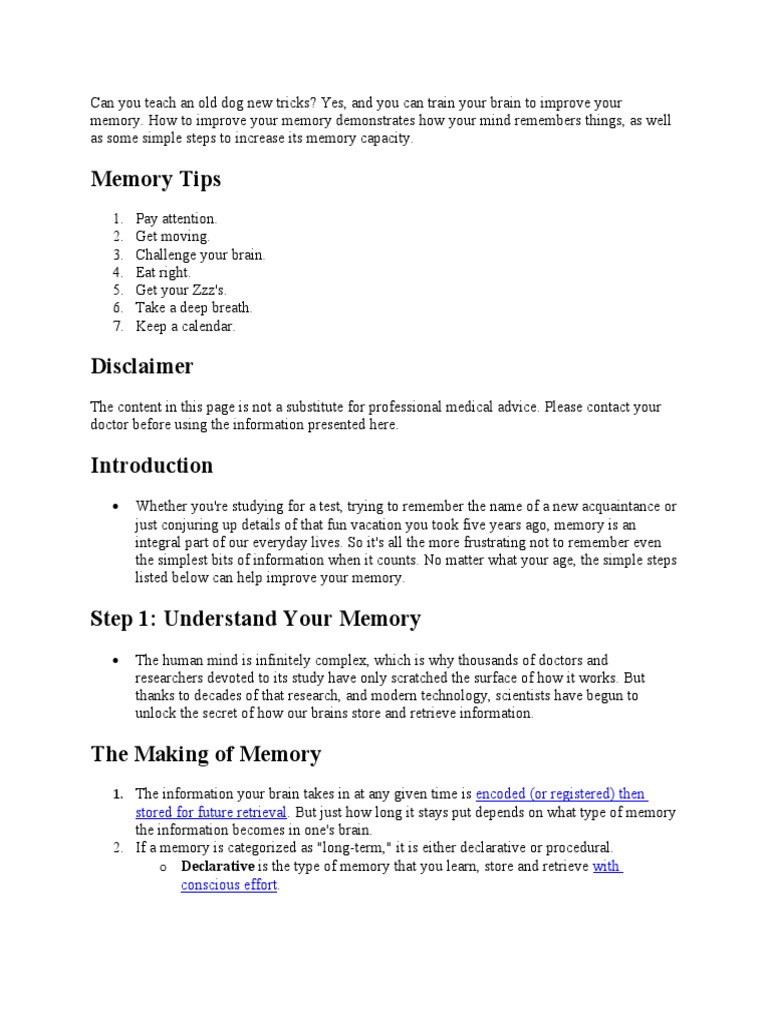 How To Improve Your Memory | PDF | Memory | Cognition