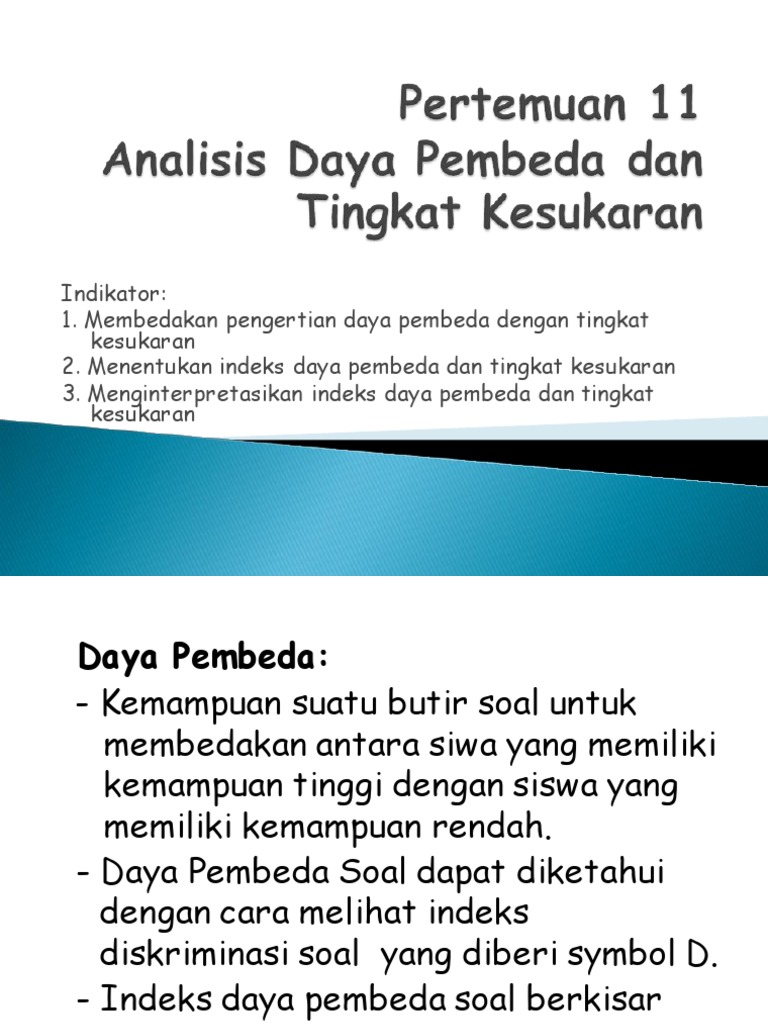 Rumus Daya Pembeda dan Kesukaran Soal | PDF