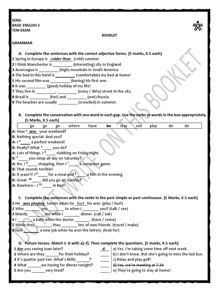 Basic English Test Term Exam | PDF | Linguistics