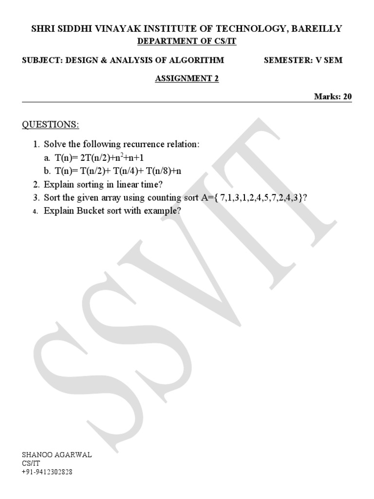 Daa Assignment 2 | PDF