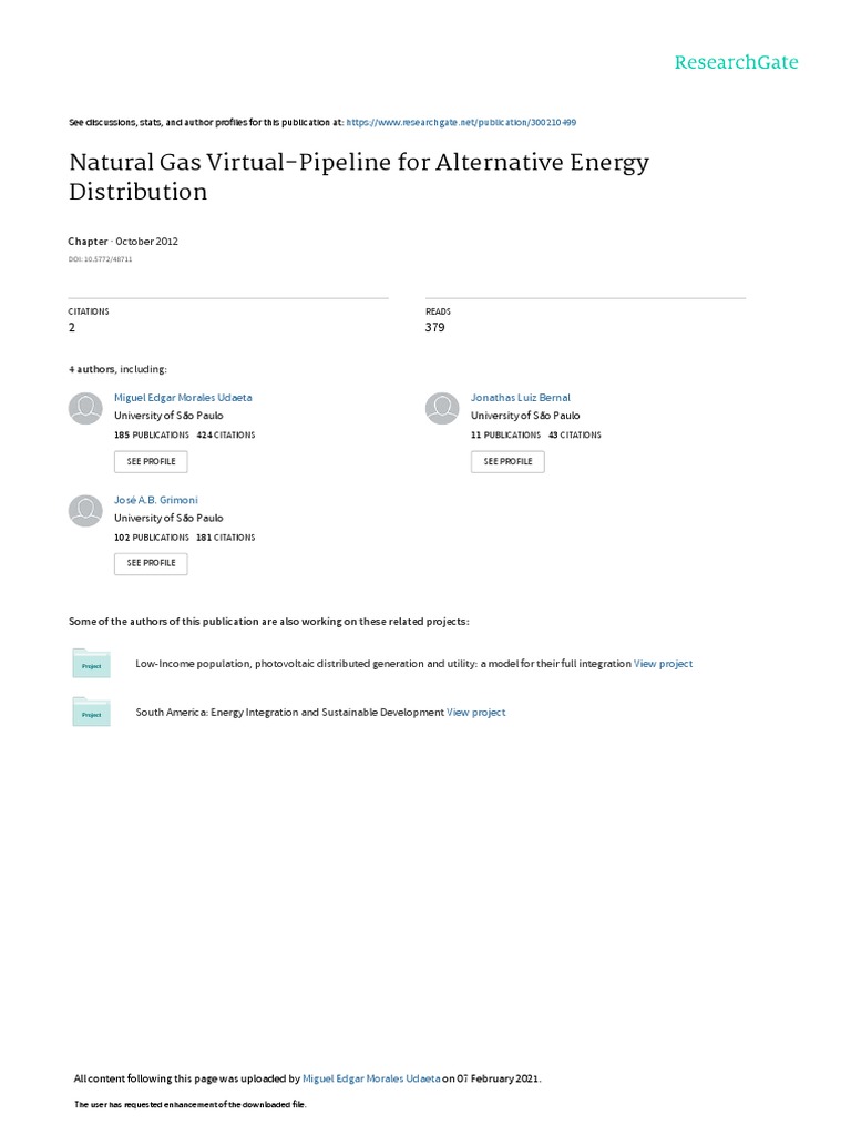 Natural Gas Virtual-Pipeline For Alternative Energy Distribution | PDF ...