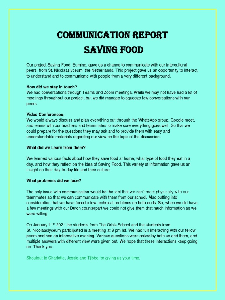 Communication Report | PDF