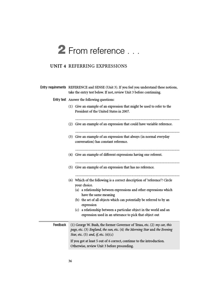 From Reference - . .: Unit 4 Referring Expressions | PDF | Phrase | Noun