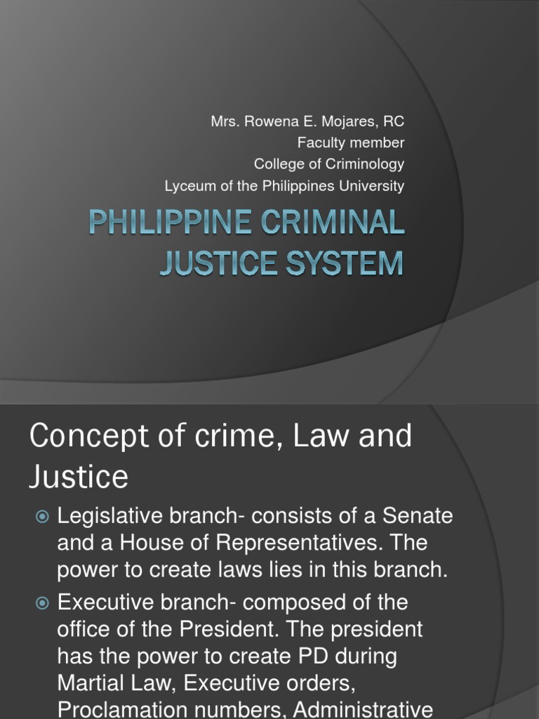 1 - Philippine Criminal Justice System New | PDF | Crimes | Crime ...
