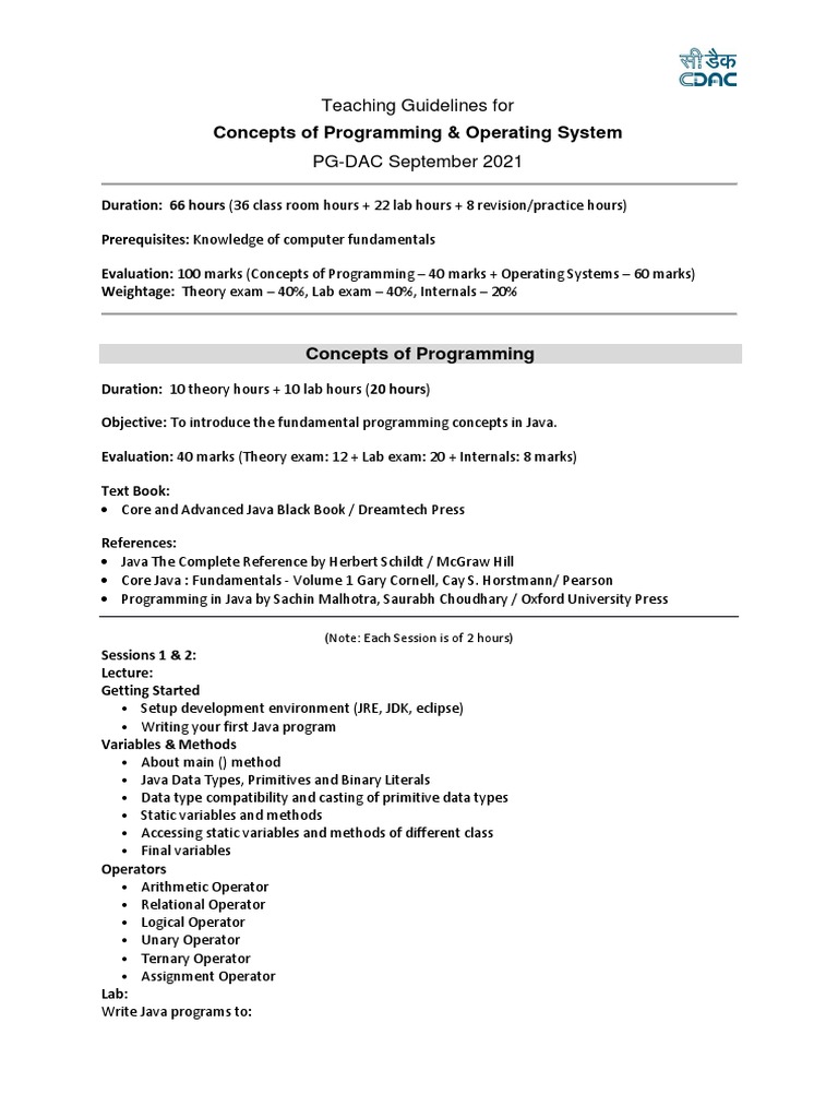 Dac School Tg Concepts Of Programming And Operating System Pdf Operating System 