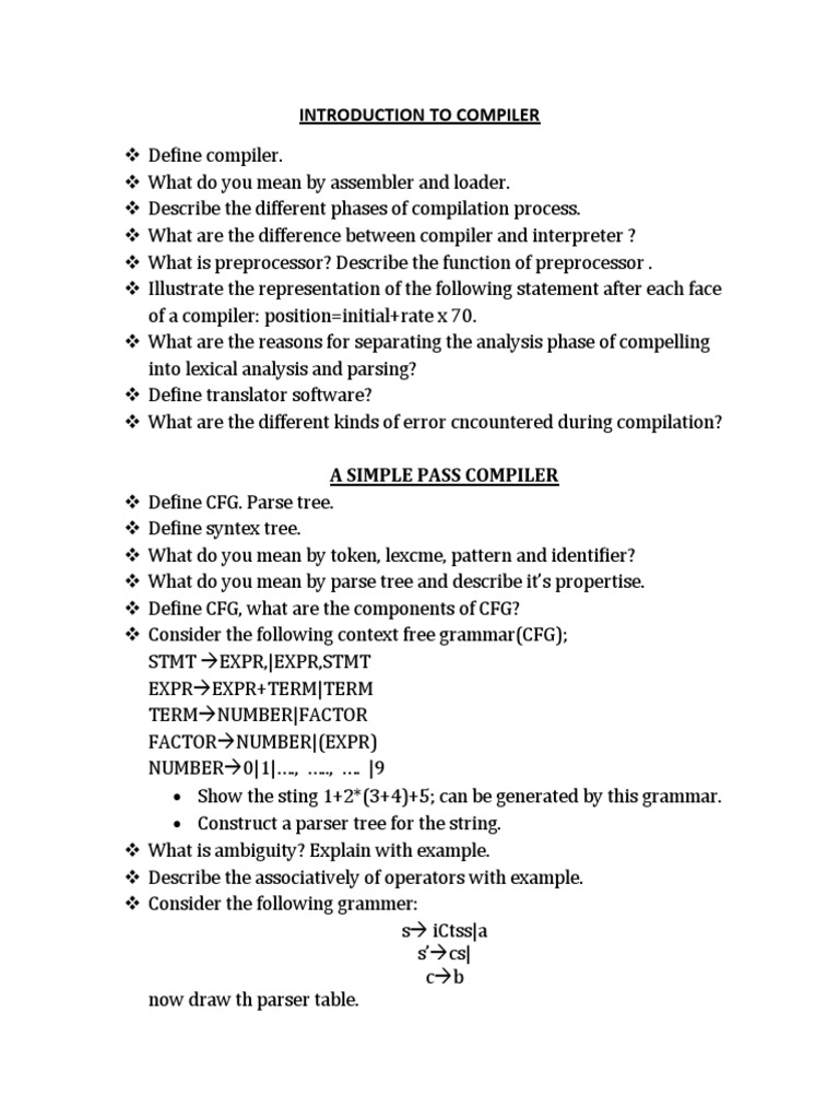 Introduction To Compiler | PDF | Parsing | Compiler