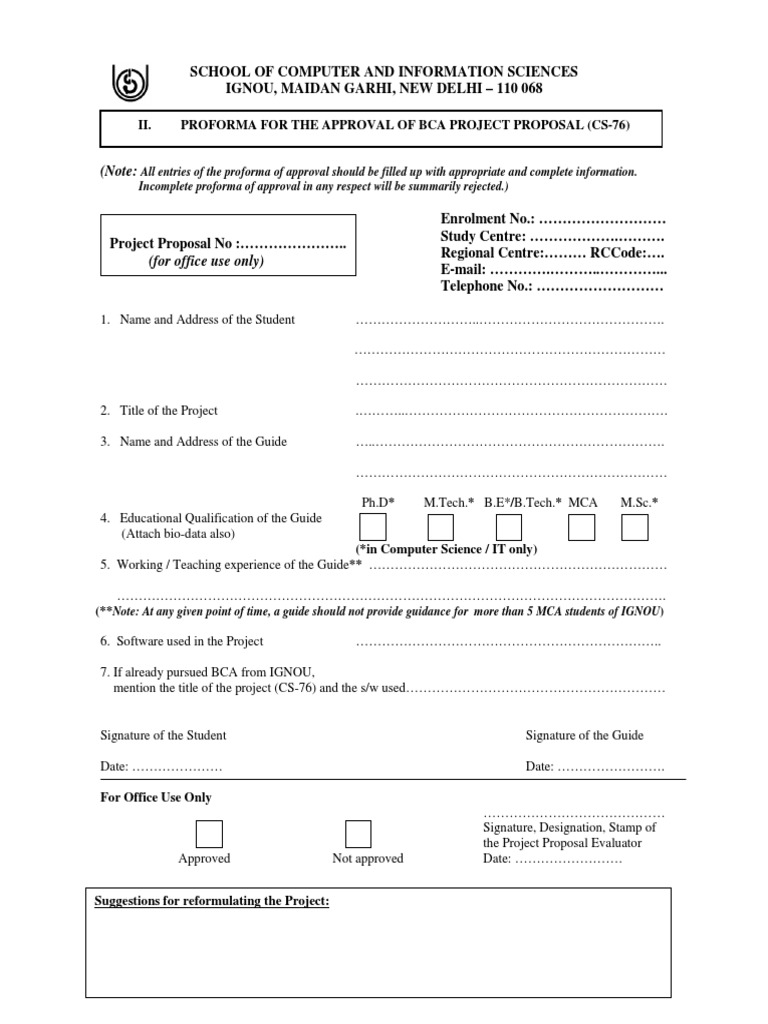 BCA Project Proposal Approval Form | PDF | Qualifications | Computing