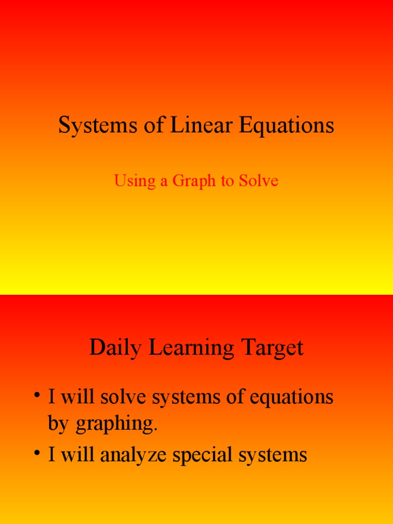 Graphing Systems of Linear Equations | PDF | System Of Linear Equations ...