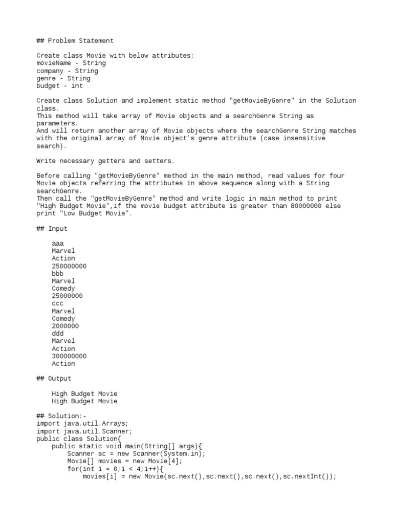 Movie Get Movie by Genre | PDF | String (Computer Science) | Parameter ...