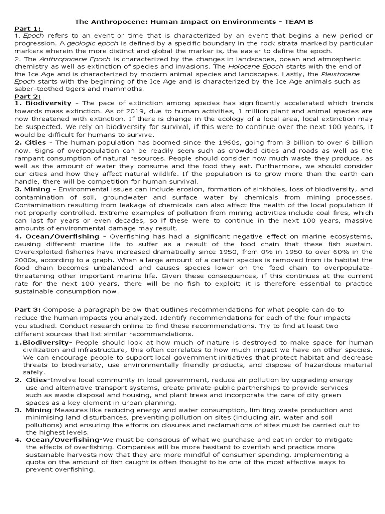 The Anthropocene - Human Impact On Environments | PDF | Anthropocene ...