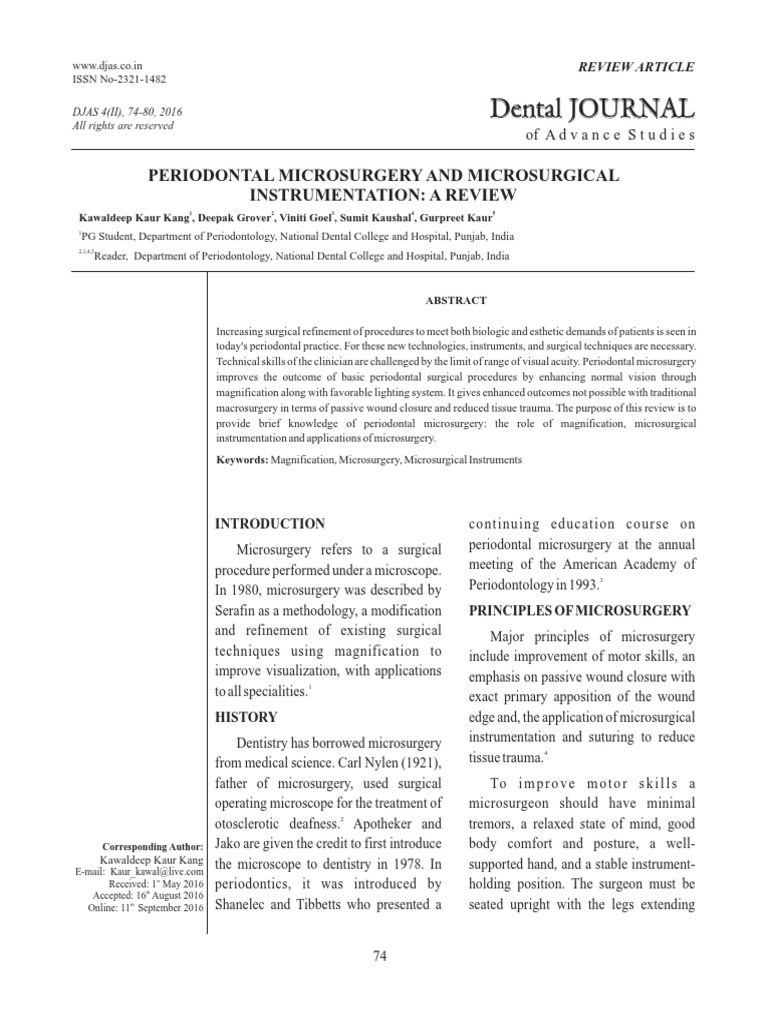 Periodontal Microsurgery and Microsurgical Instrum | PDF ...