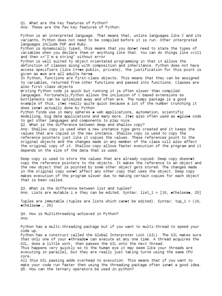 Python Qanda Pdf Databases Class Computer Programming