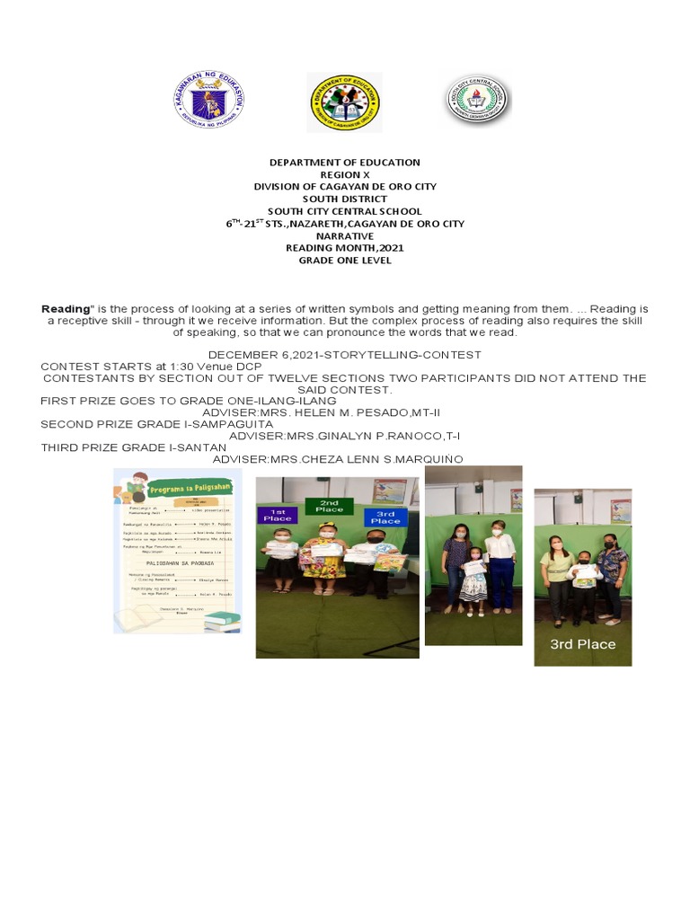 Grade-One Level-Reading-Month-Pic-2 | PDF