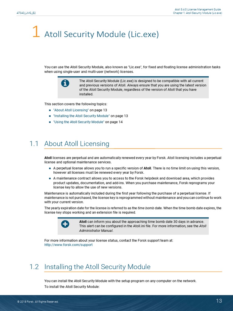 Atoll Security Module (Lic - Exe) | PDF | Installation (Computer ...
