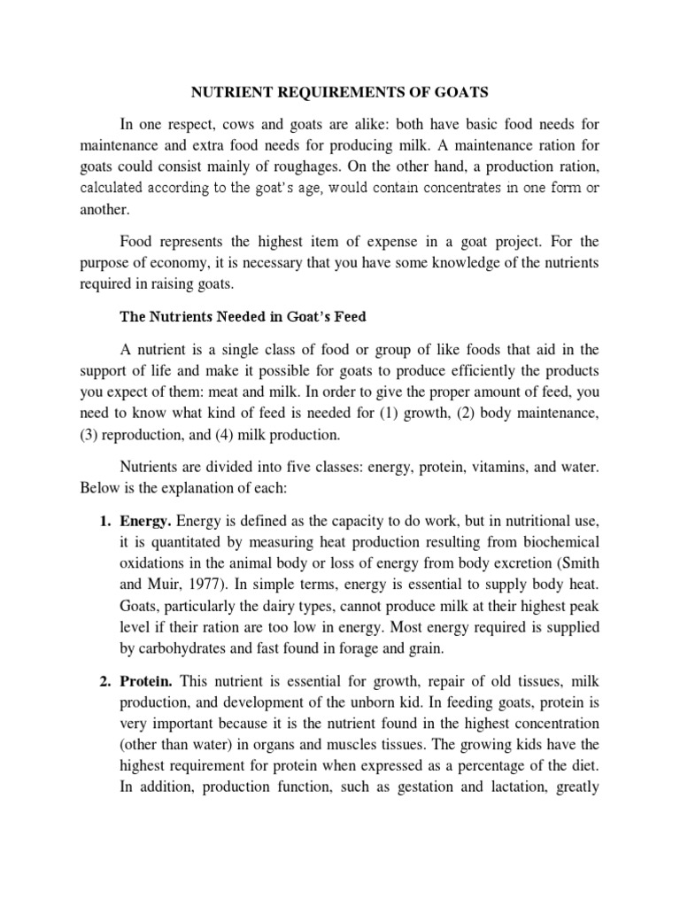 Nutrient Requirements of Goats | Download Free PDF | Animal Feed | Cereals