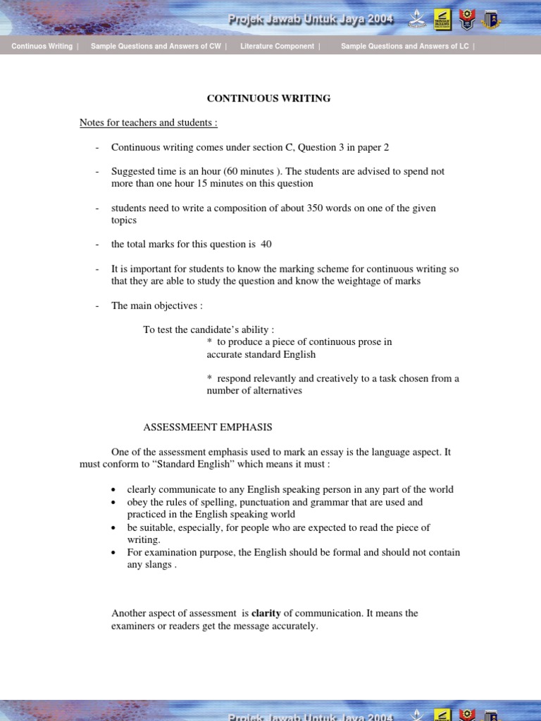 Continuous Writing | PDF