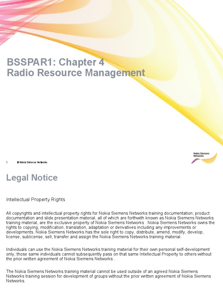 BSSPAR1: Chapter 4 Radio Resource Management: 1 © Nokia Siemens Networks | PDF | Signal To Noise ...