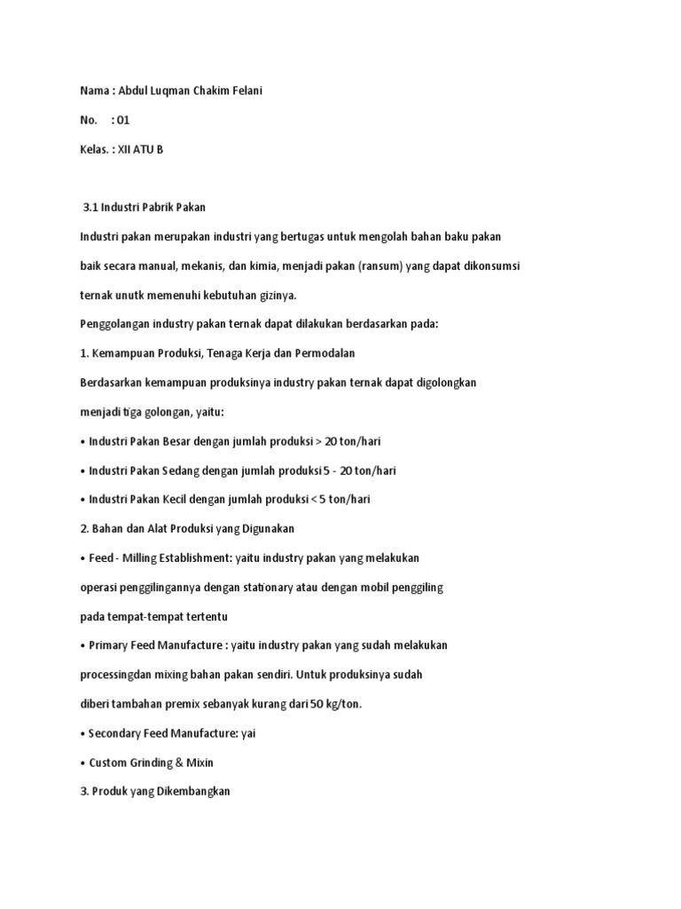 Industri Pakan Ternak: Panduan Lengkap | PDF