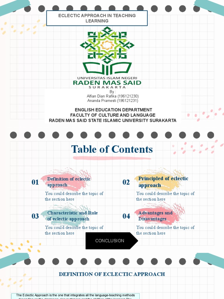 Eclectic Teaching Approach Guide | PDF | Learning | Teachers